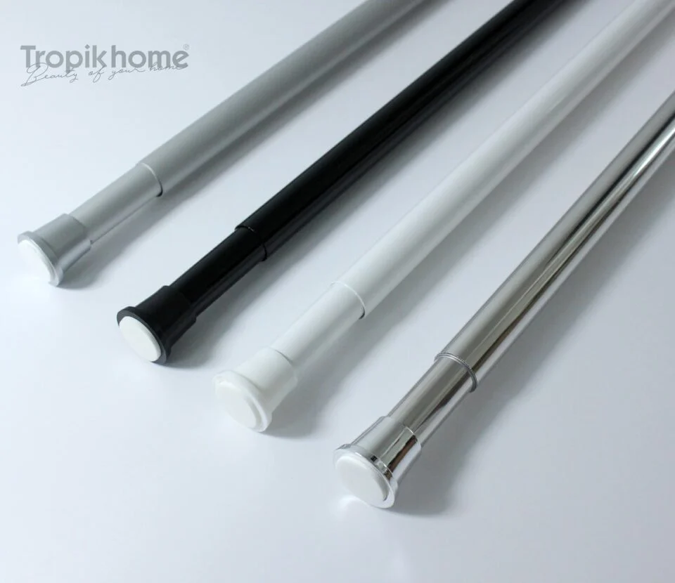 Black Ø27mm Spring Loaded No-Drill Shower Rail (5 Widths)