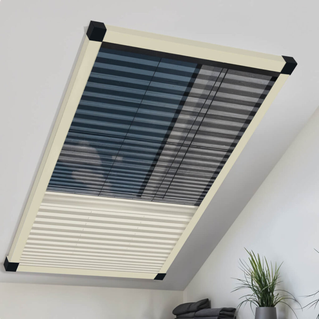 Cream Frame Roof Window Blind and Flyscreen